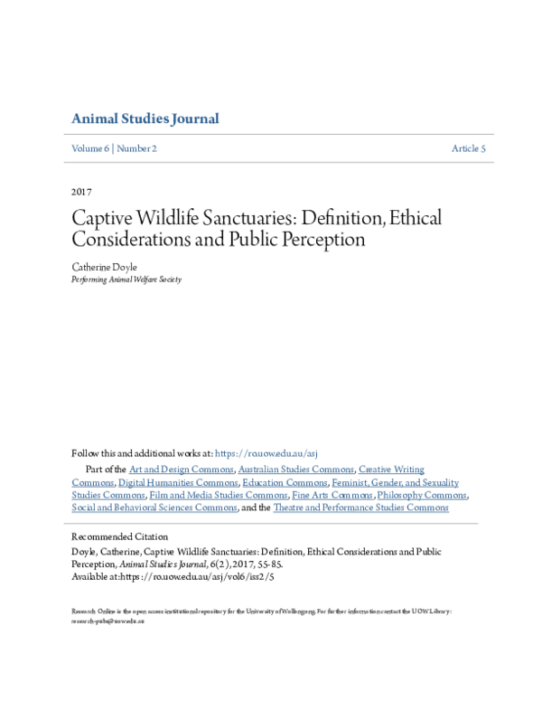 (PDF) Captive Wildlife Sanctuaries: Definition, Ethical Considerations and Public Perception
