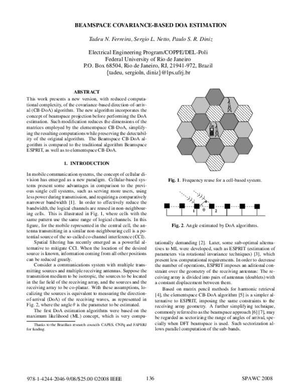 Pdf Beamspace Covariance Based Doa Estimation