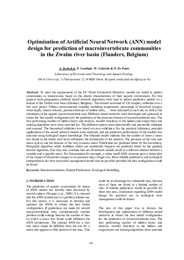 (PDF) Optimization of Artificial Neural Network (ANN) model design for prediction of ...