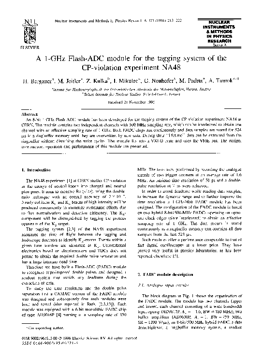 (PDF) 1-GHz Flash-ADC Module for NA48 CP-Violation Experiment