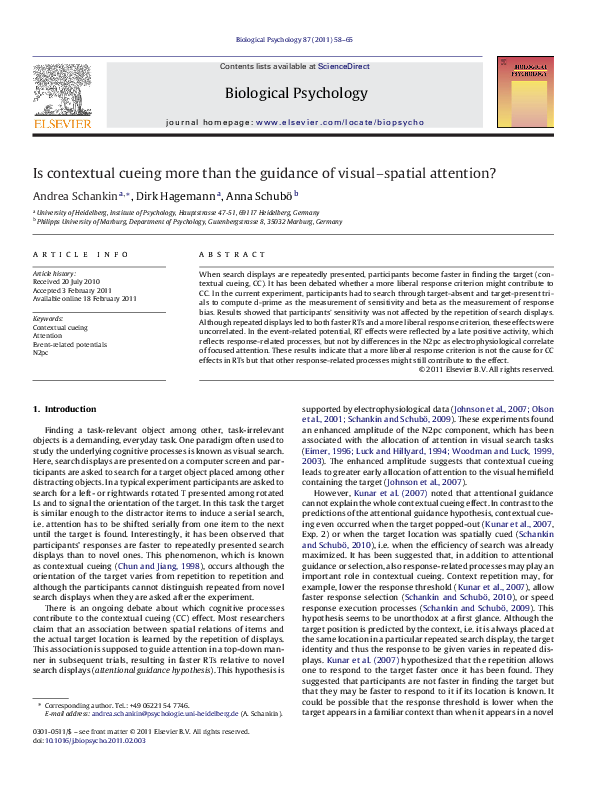 (PDF) Is contextual cueing more than the guidance of visual–spatial attention?