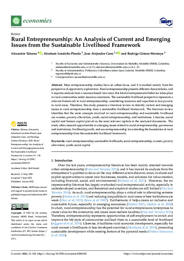 (PDF) Rural Entrepreneurship: An Analysis of Current and Emerging ...