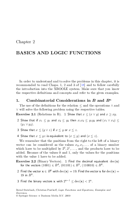 Pdf Basics And Logic Functions Bernd Steinbach