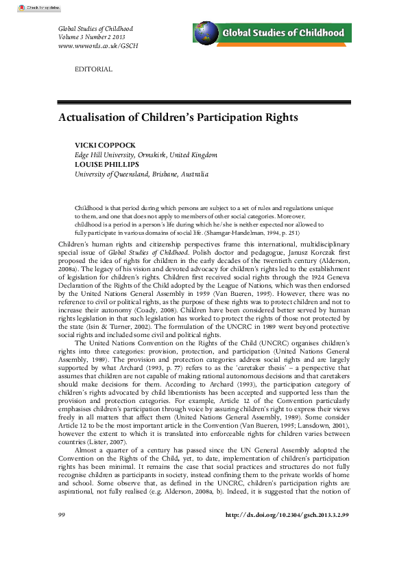 (PDF) Actualisation of Children's Participation Rights