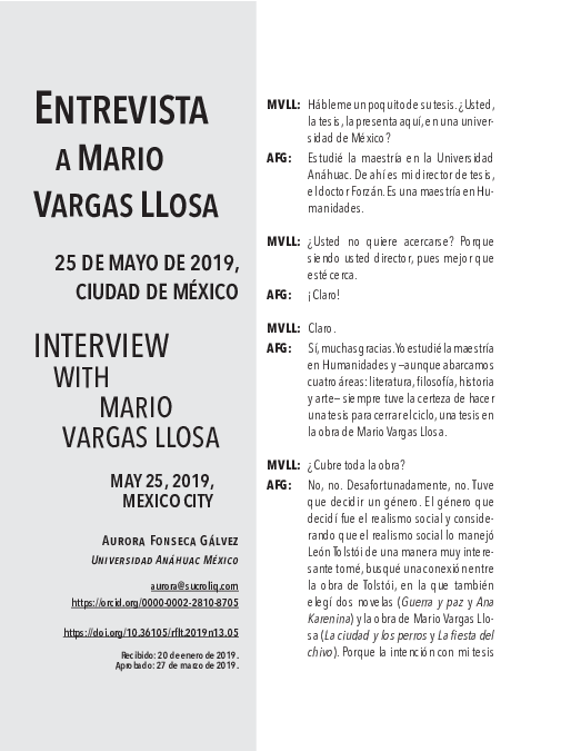 (PDF) Entrevista a Mario Vargas Llosa