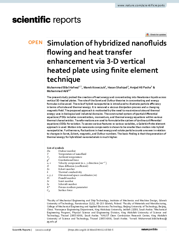 (PDF) Simulation of hybridized nanofluids flowing and heat transfer enhancement via 3-D vertical ...
