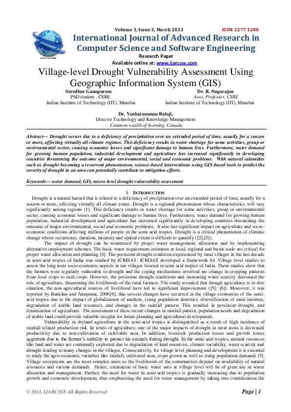 (PDF) GIS-Based Drought Vulnerability Assessment (PDF) GIS-Based Drought Vulnerability Assessment