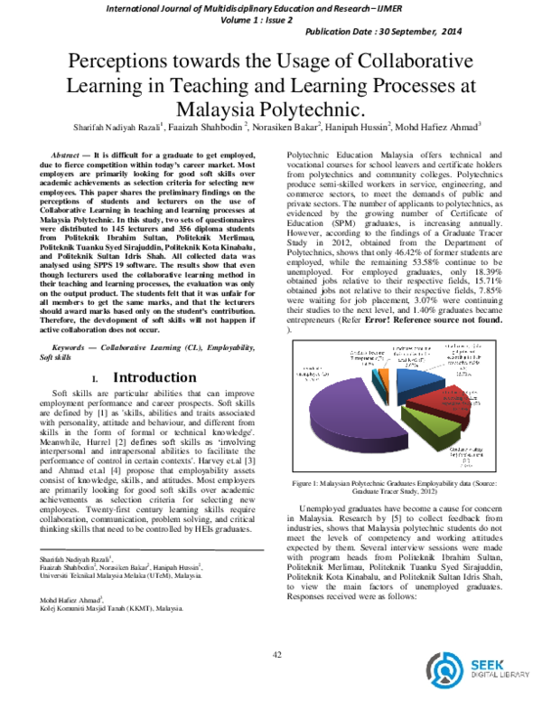 (PDF) Perceptions towards the Usage of Collaborative Learning in Teaching and Learning Processes ...