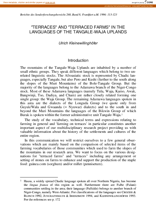 (PDF) Terraces" and" Terraced Farms" in the languages of the Tangale ...