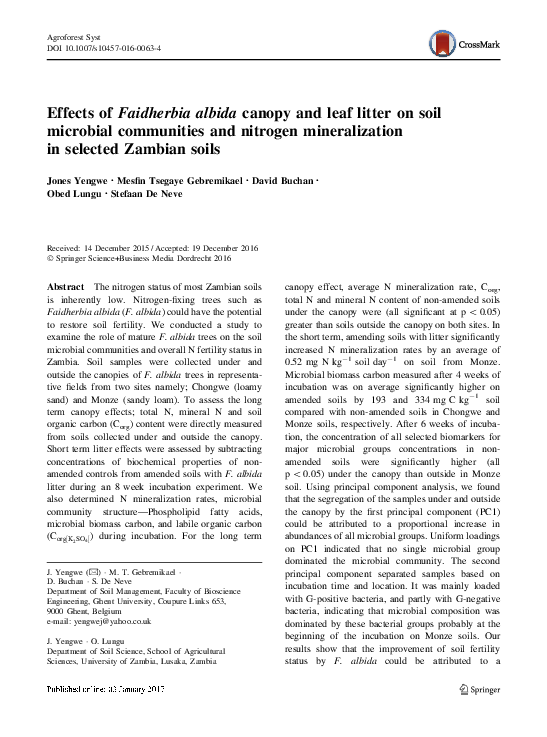 (PDF) Effects of Faidherbia albida canopy and leaf litter on soil ...