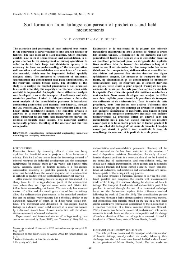 (PDF) Soil formation from tailings: comparison of predictions and field measurements