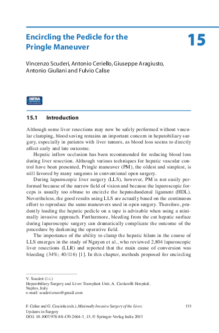 (PDF) Encircling the Pedicle for the Pringle Maneuver