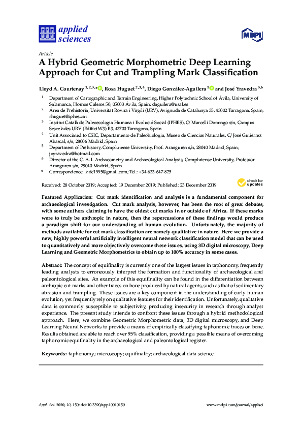 (PDF) A Hybrid Geometric Morphometric Deep Learning Approach for Cut and Trampling Mark ...