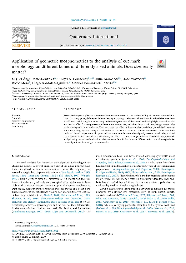 (PDF) Application of geometric morphometrics to the analysis of cut ...