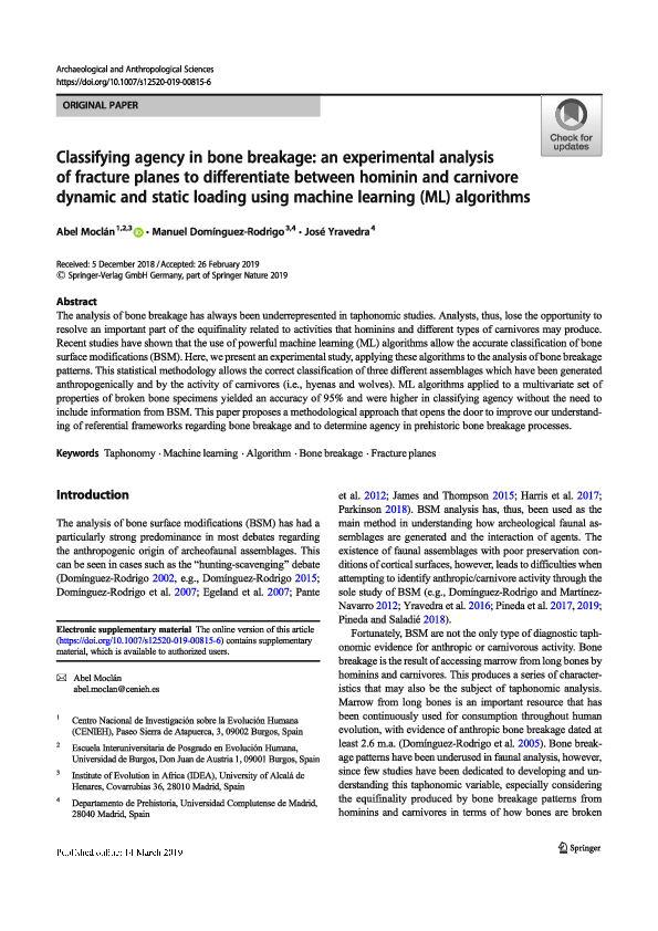 (PDF) Classifying agency in bone breakage: an experimental analysis of ...