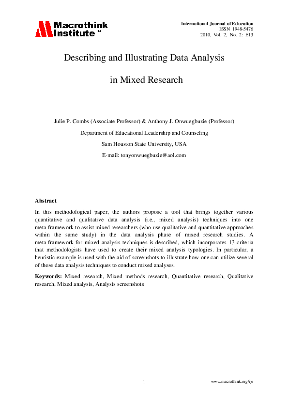(PDF) Describing and Illustrating Data Analysis in Mixed Research