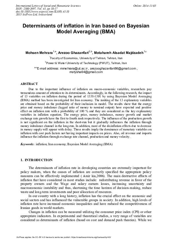 (PDF) Determinants of Inflation in Iran Based on Bayesian Model ...