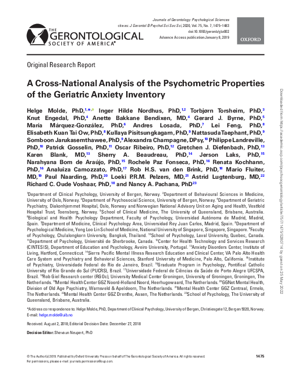 (PDF) A Cross-National Analysis of the Psychometric Properties of the ...