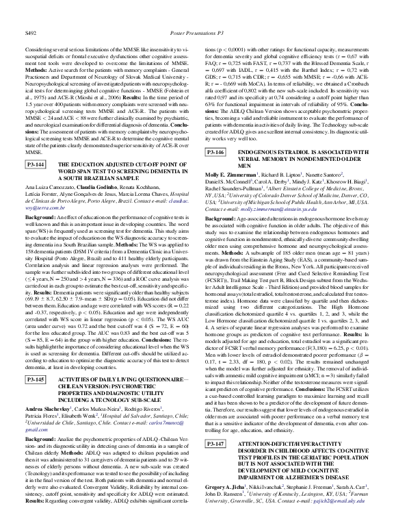 (PDF) The education adjusted cut-off point of word span test to ...