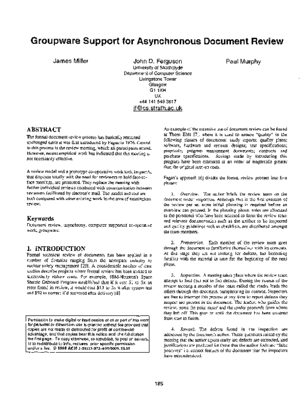(PDF) Groupware support for asynchronous document review