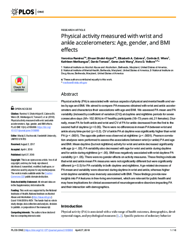 (PDF) Physical activity measured with wrist and ankle accelerometers ...