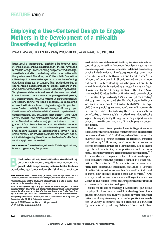 (PDF) Employing a User-Centered Design to Engage Mothers in the ...