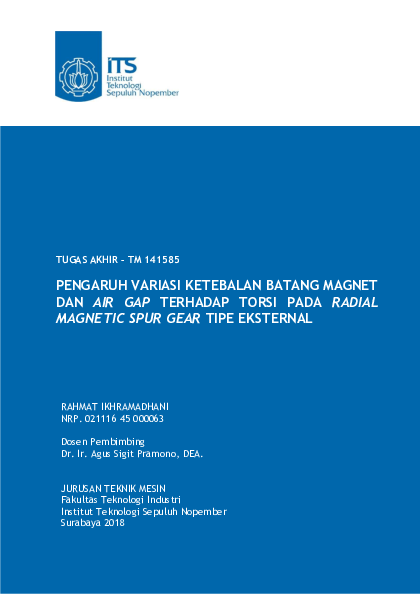 (PDF) Pengaruh Variasi Ketebalan Batang Magnet Dan Air Gap Terhadap Torsi Pada Radial Magnetic ...