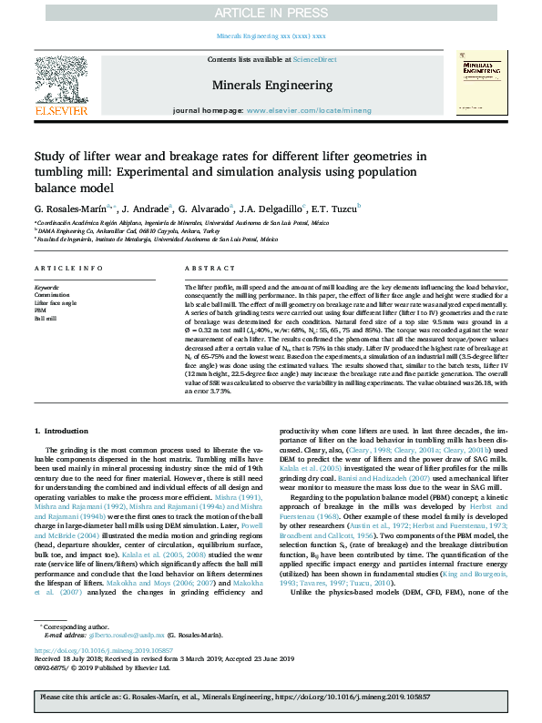 (PDF) Study of lifter wear and breakage rates for different lifter ...
