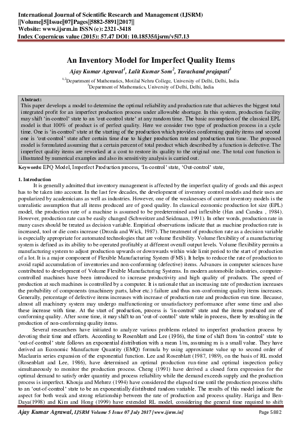 (PDF) Optimal inventory model for items with imperfect quality and ...