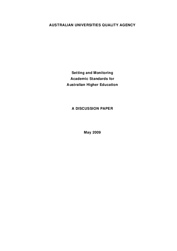 (PDF) Setting and monitoring academic standards for Australian higher ...