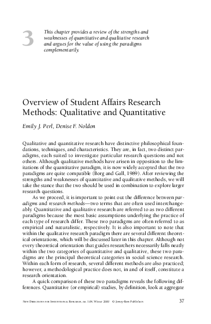 (PDF) Overview of Student Affairs Research Methods: Qualitative and ...