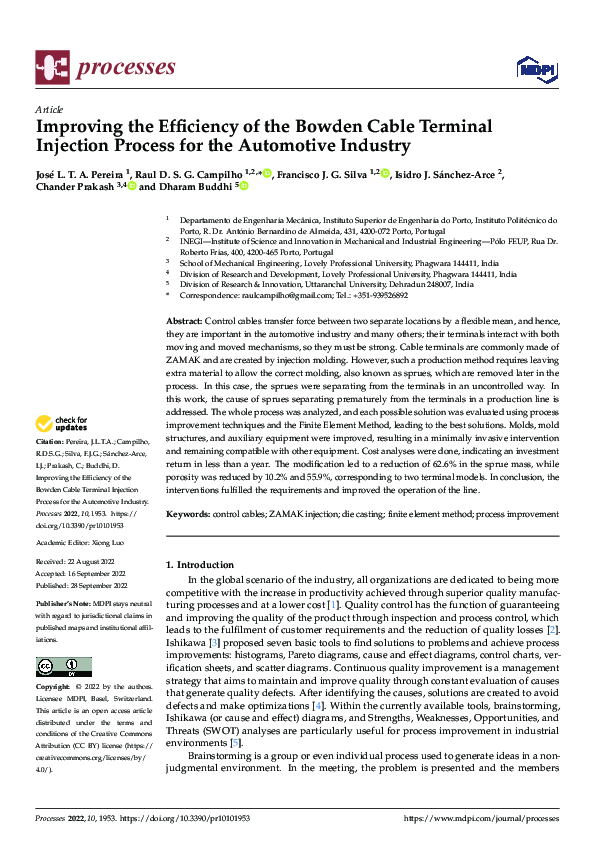 (PDF) Improving the Efficiency of the Bowden Cable Terminal Injection ...