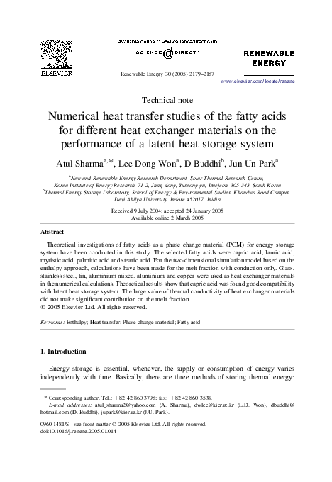 (PDF) Numerical heat transfer studies of the fatty acids for different ...
