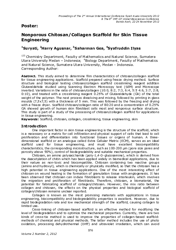 (PDF) Nonporous Chitosan/Collagen Scaffold for Skin Tissue Engineering