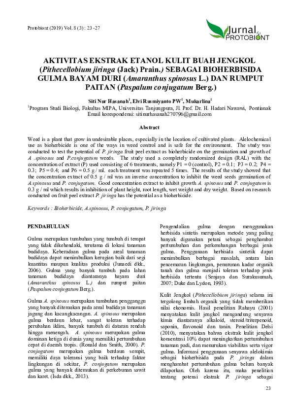 (PDF) AKTIVITAS EKSTRAK ETANOL KULIT BUAH JENGKOL (Pithecellobium ...