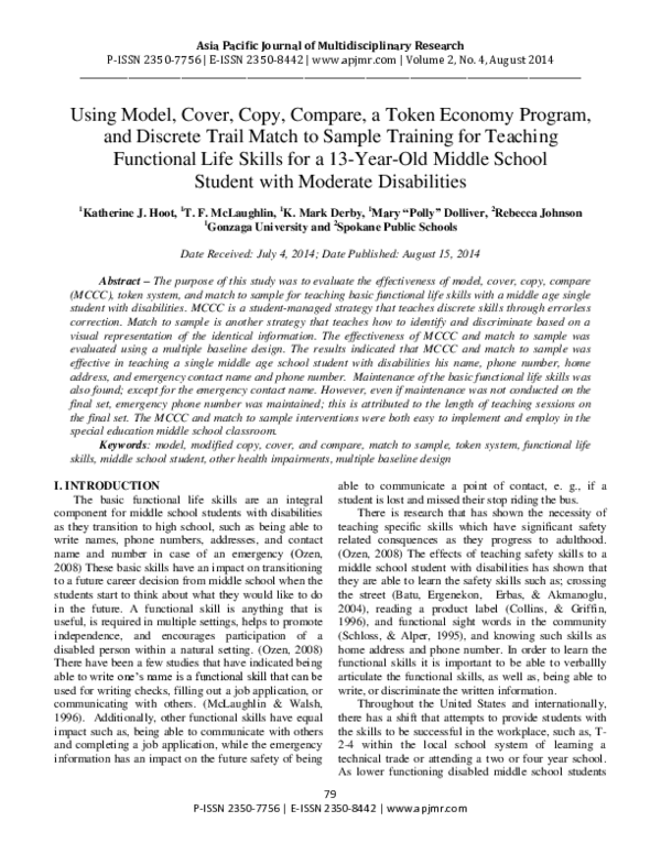 (PDF) Using Model, Cover, Copy, Compare, a Token Economy Program, and ...