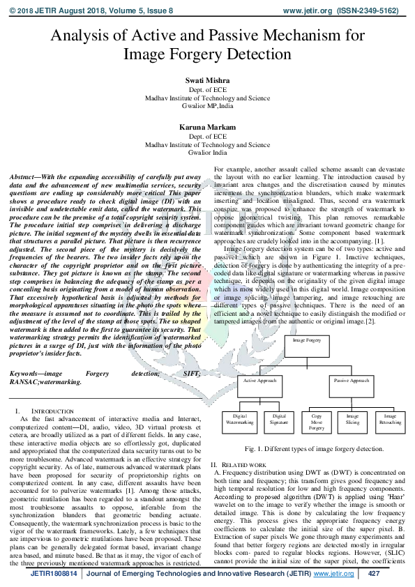 (PDF) Analysis of Active and Passive Mechanism for Image Forgery Detection