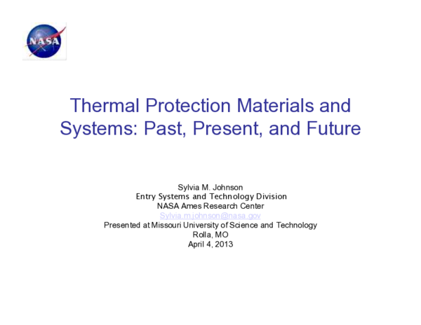 (PDF) Thermal Protection Materials and Systems: Past, Present, and Future