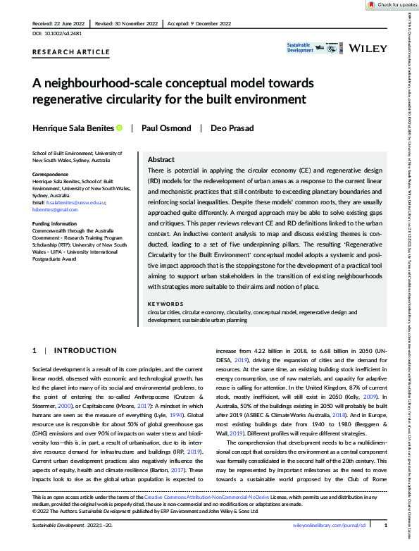 (PDF) A neighbourhood-scale conceptual model towards regenerative ...