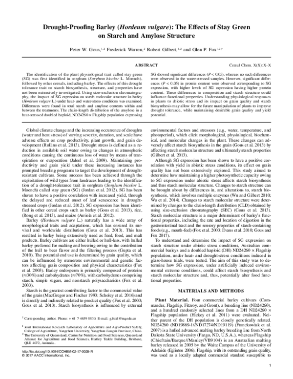 (PDF) Drought-Proofing Barley (Hordeum vulgare): The Effects of Stay Green on Starch and Amylose ...