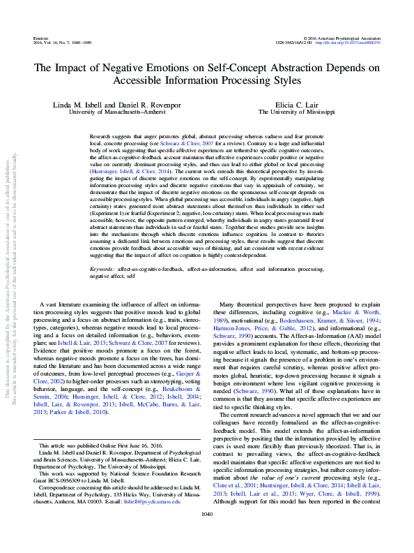 (PDF) The impact of negative emotions on self-concept abstraction ...