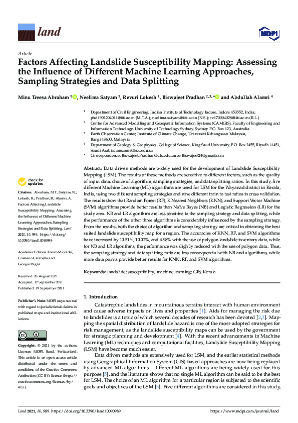 (PDF) Factors Affecting Landslide Susceptibility Mapping: Assessing the Influence of Different ...