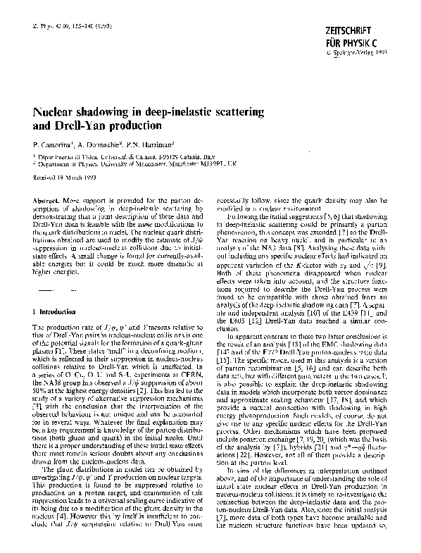 (PDF) Nuclear shadowing in deep-inelastic scattering and Drell-Yan production