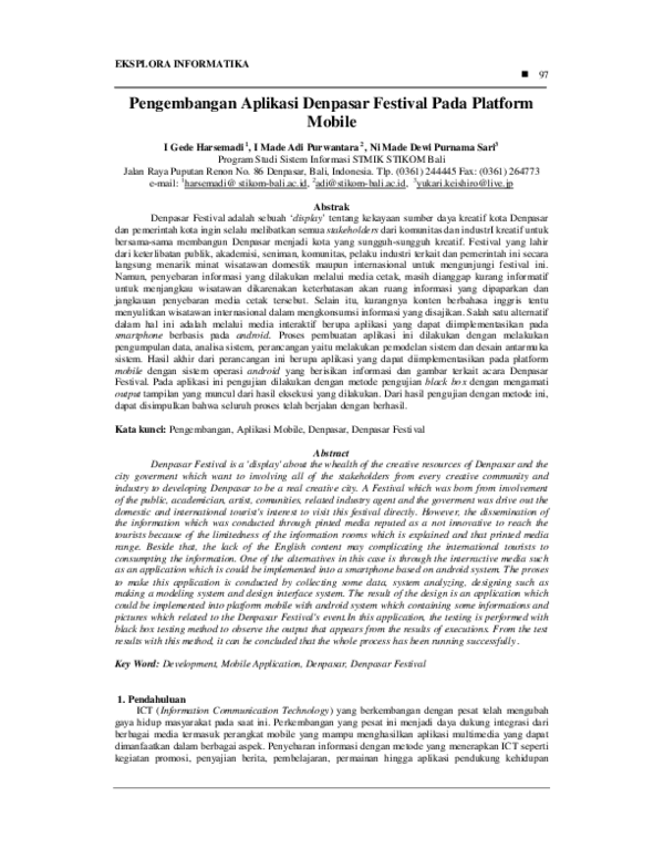 (PDF) Pengembangan Aplikasi Denpasar Festival Pada Platform Mobile