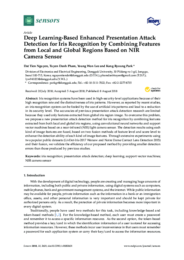 Pdf Deep Learning Based Enhanced Presentation Attack Detection For
