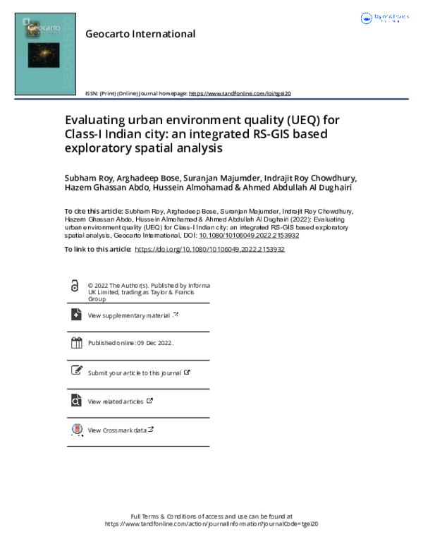 (PDF) Evaluating urban environment quality (UEQ) for Class-I Indian ...