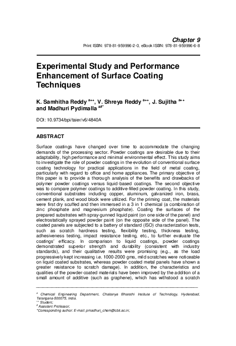 (PDF) Experimental Study and Performance Enhancement of Surface Coating ...