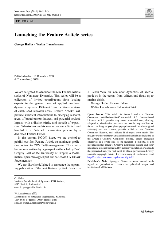 (PDF) Launching the Feature Article series