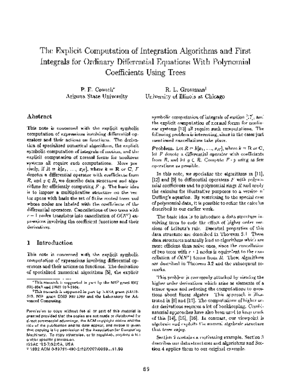 (PDF) The explicit computation of integration algorithms and first ...