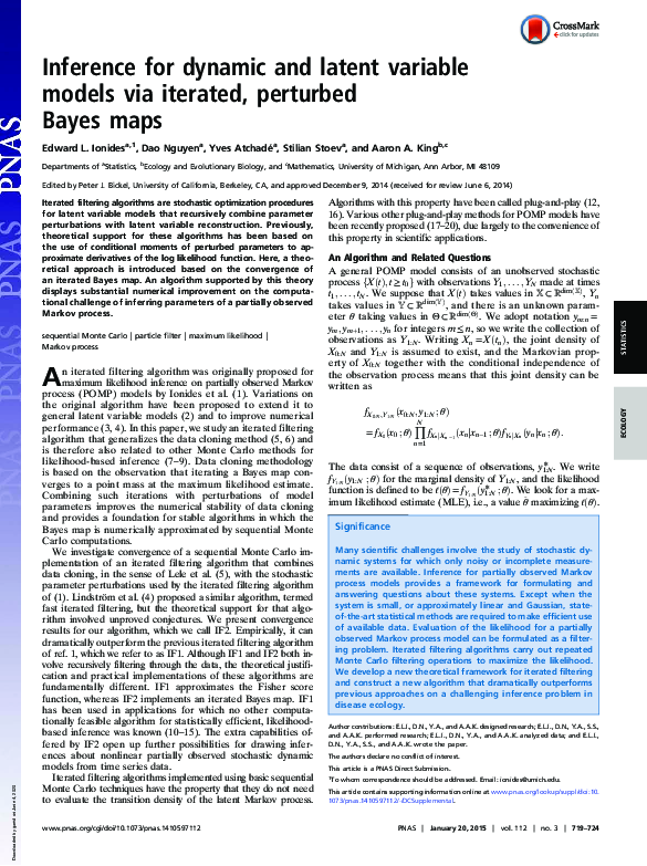 (PDF) Inference for dynamic and latent variable models via iterated ...